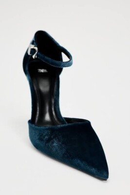 Zara BLUE VELVET High Heels - Size 7.5 / EU 38 - NEW Shoes STRAP NO BOX ...