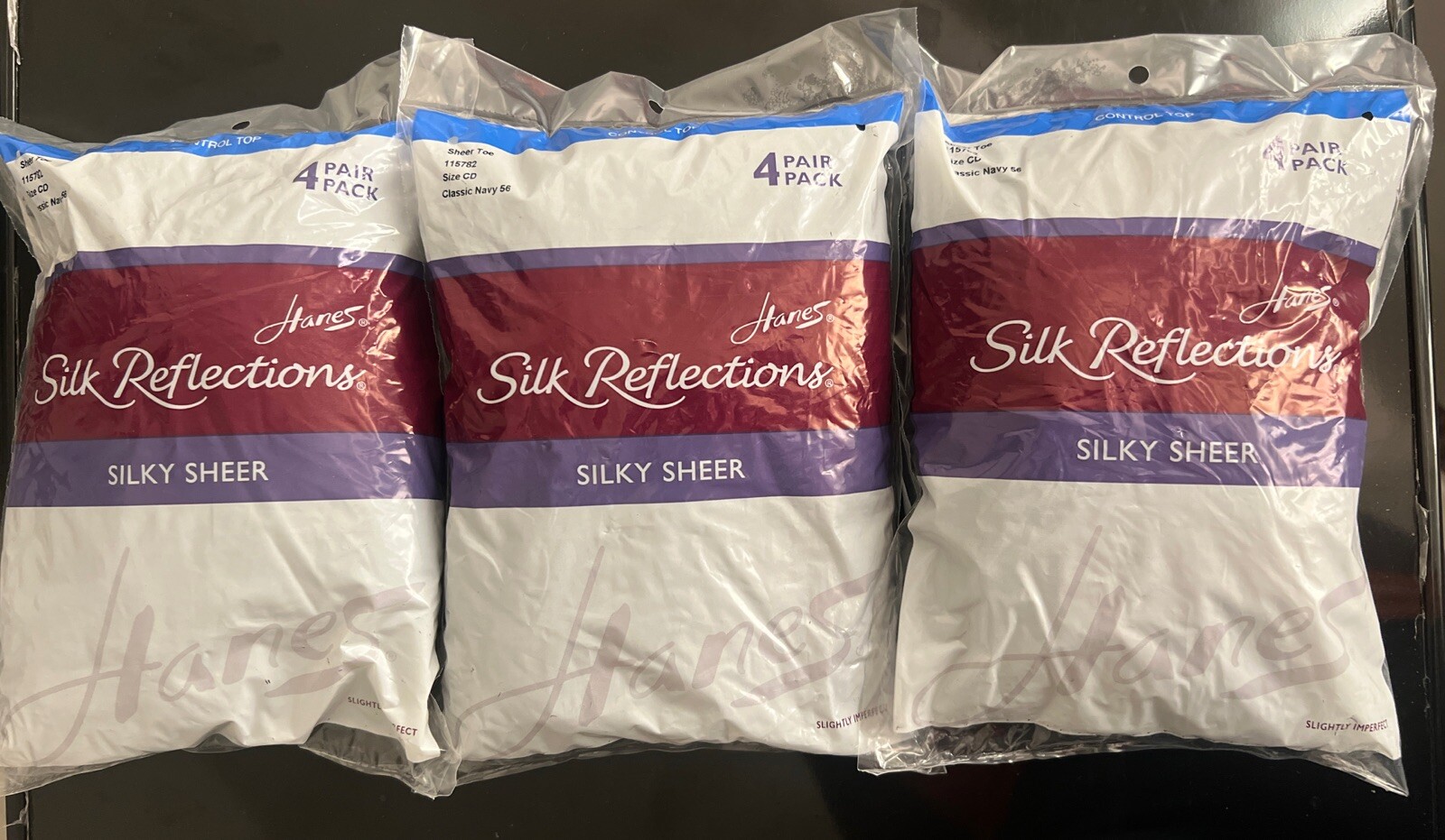 Hanes Silk Reflections 3 Bags 4 Pk ea Silky Sheer Control Top Pantyhose ...