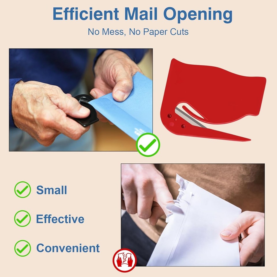 Letter Opener Envelope Slitter 4 Pack, Mail Opener with Concealed Blade ...