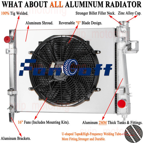 3 Core Radiator+Shroud Fan Fits 2004-2009 Dodge Ram 3500 2500 1500 5.7L ...