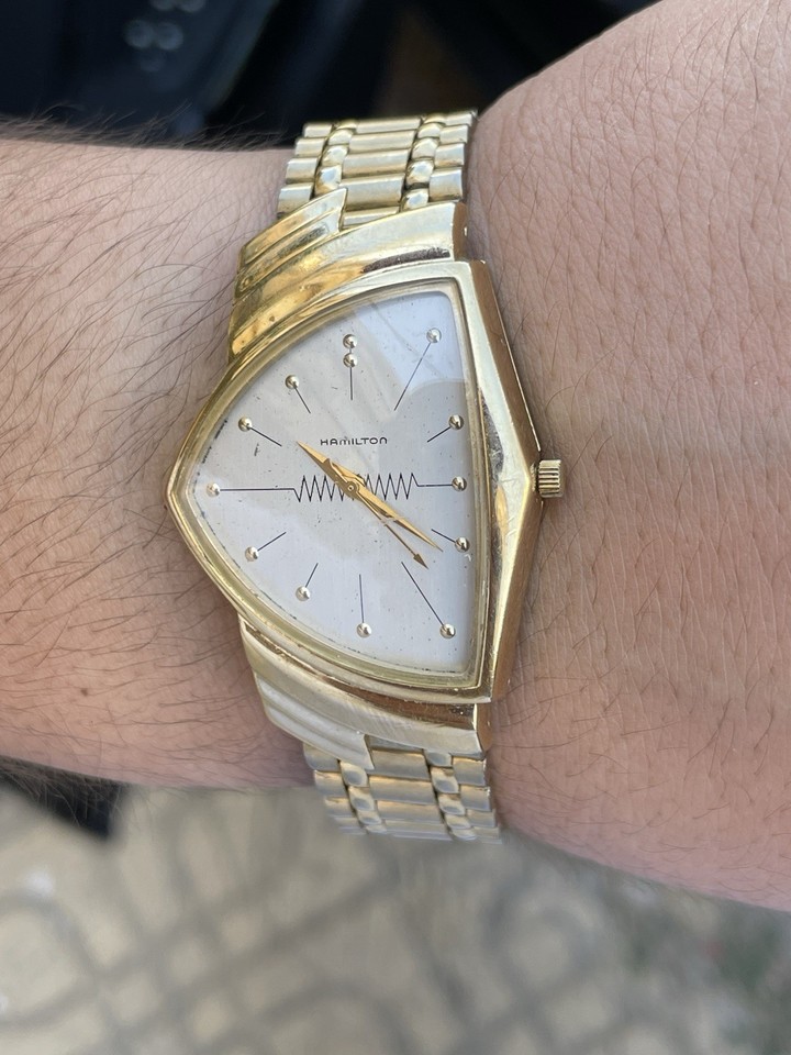 Vintage Hamilton Ventura Asymmetrical Triangle Watch Gold Swiss Made ...