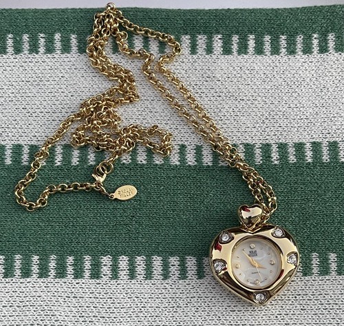 VTG Nolan Miller Glamour Collection Heart Watch Pendant Rhinestone ...