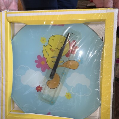 Tweety Bird Wall clock decoration 12" glass Flowers Looney Tunes New | eBay
