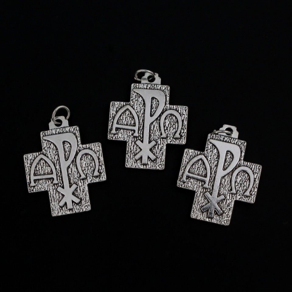 Alpha Omega Cross Charms Chi-Rho Christogram Pendants 1-1/8" Long, 3pcs ...