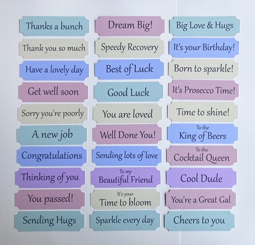 Card Making Sentiments Embellishments Toppers Banners Labels Birthday ...