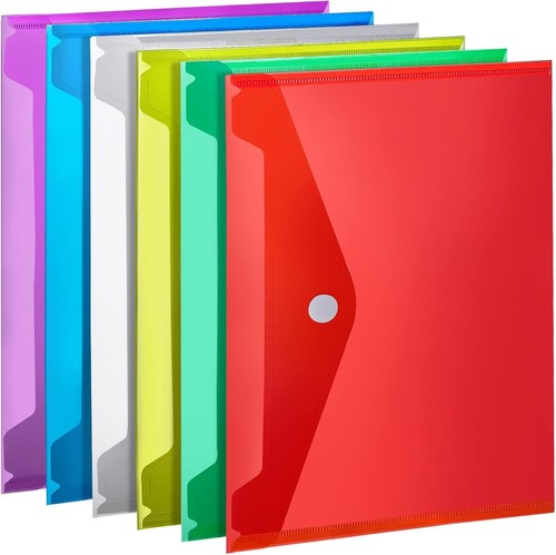 Plastic File Folders for Documents 6 PCS Plastic Envelopes Clear ...