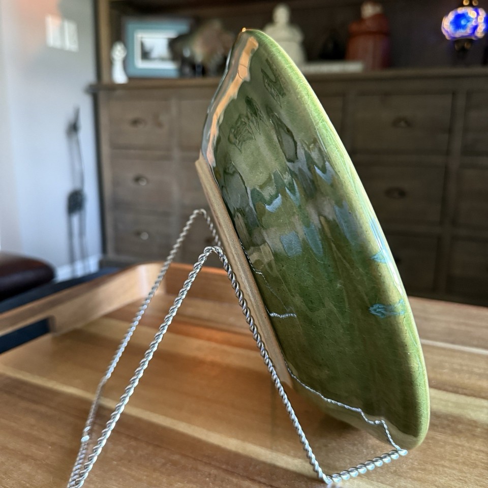 Hand Made Art Pottery Clay Bowl Artist Signed Turquoise & Green 11 ...