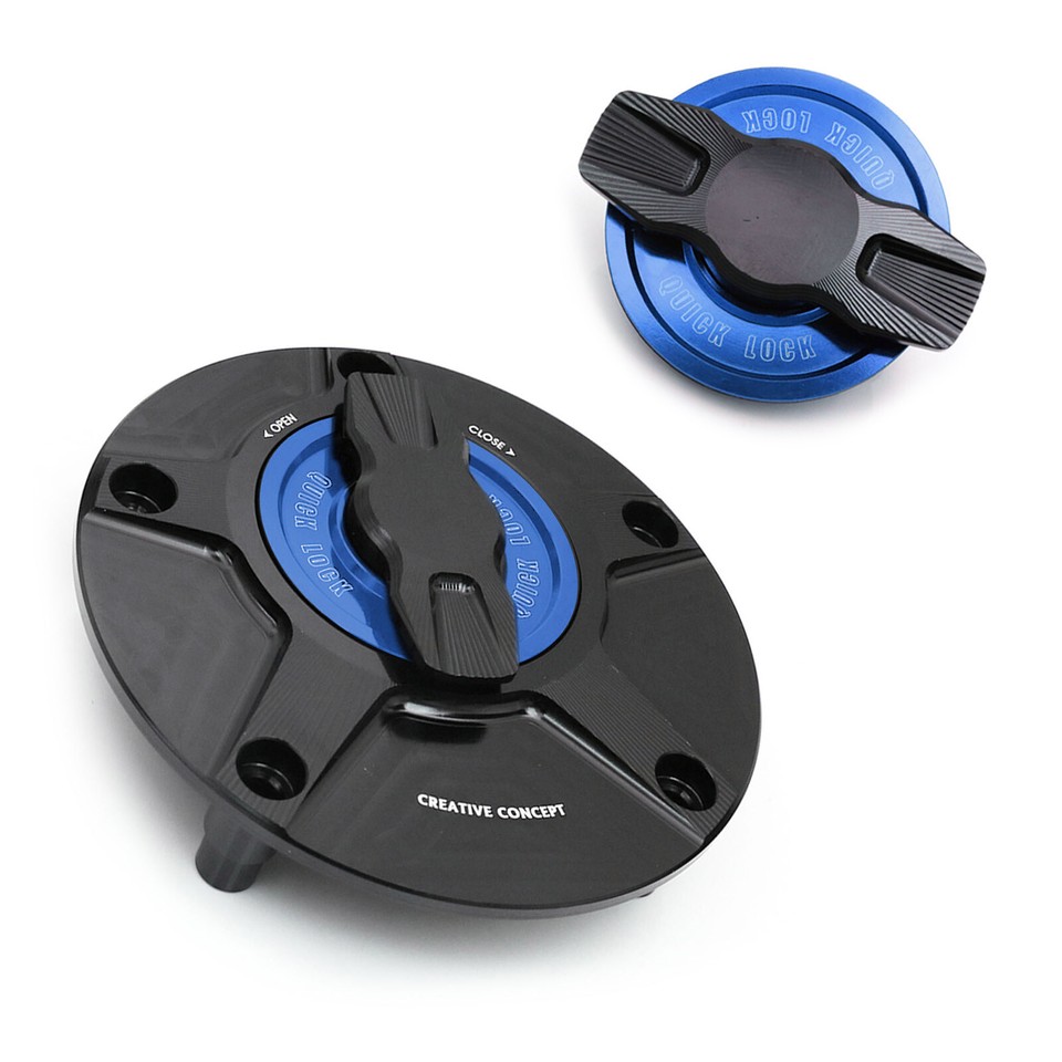 Blue CNC Keyless Fuel Gas Tank Cap For Yamaha YZF R1 98-19 18 17 16 15 ...