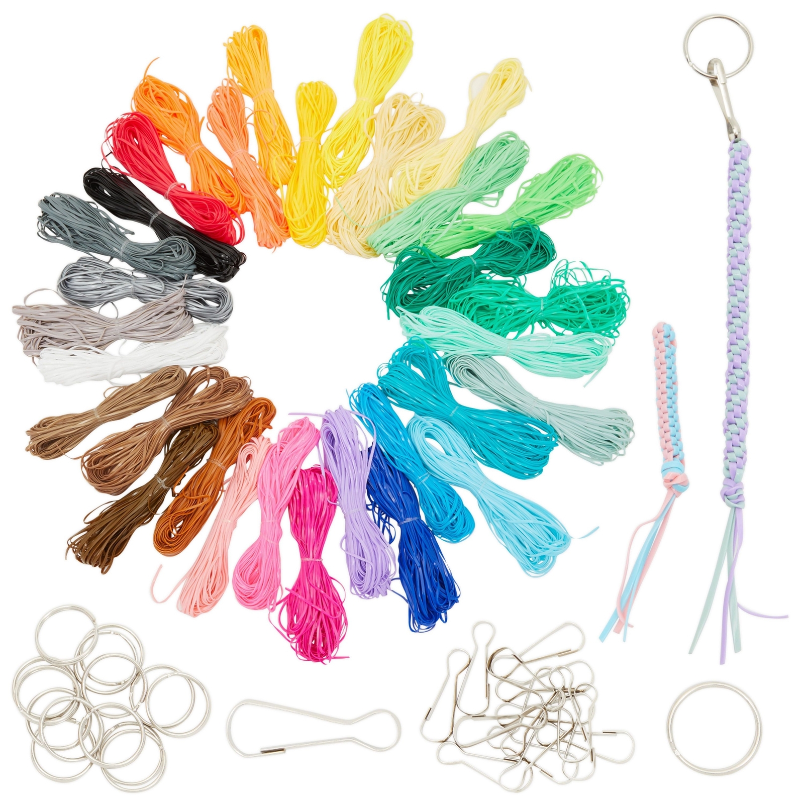 31 Colors Lanyard Gimp String Boondoggle Kit for 15 Keychains, 40 Ft ...