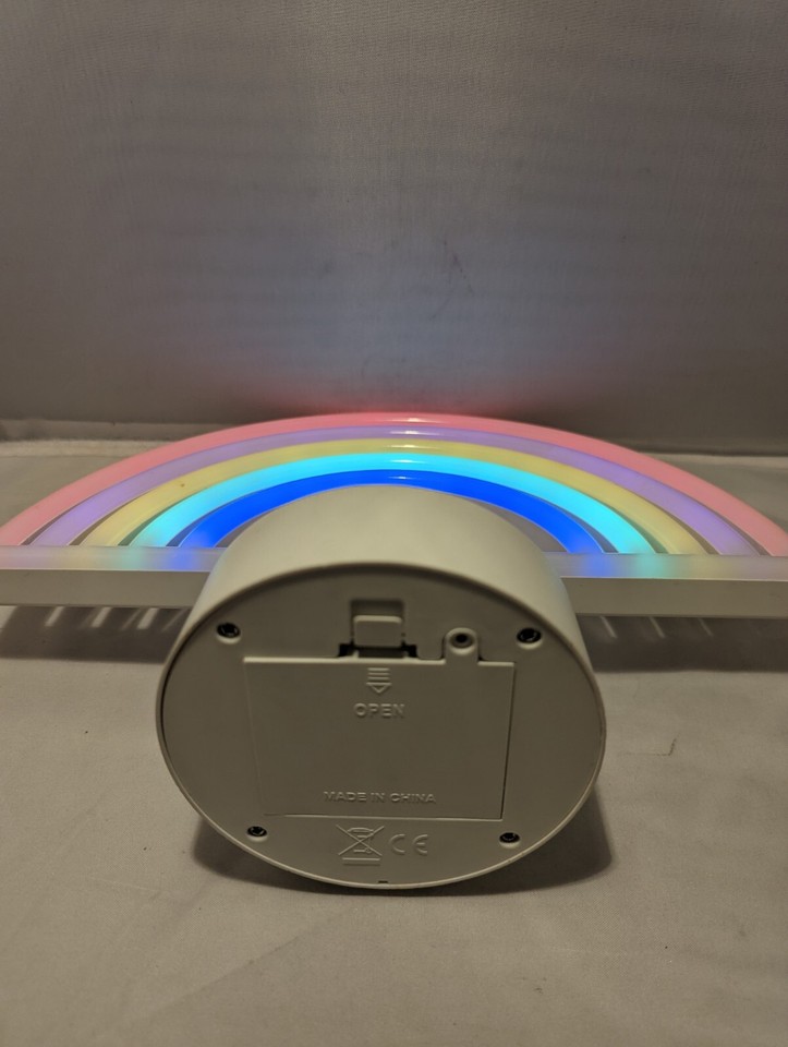 Isaac Jacobs 6.5” x 8.65” LED Neon Rainbow Tabletop Lamp White Base ...
