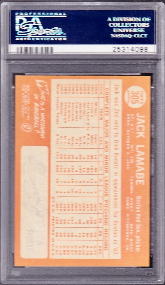 1964 Topps Jack Lamabe #305 Card Graded Psa 5 Ex | eBay