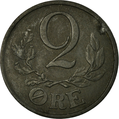 Danish Coin 2 Øre | Christian X German Occupation | Denmark | 1942 ...