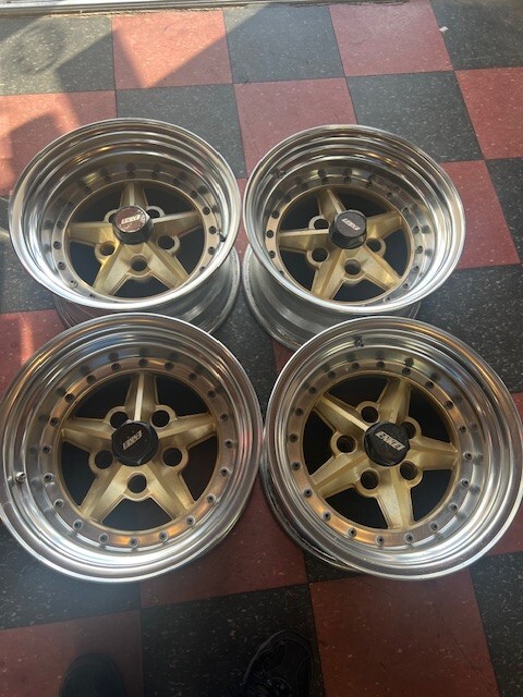 Vintage set (4) Enkei 15" x 8.5" x 4 3/4" GM BC (120mm) JDM Aluminum ...