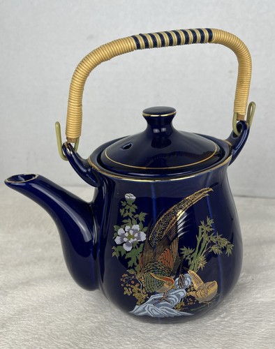 Vintage Oriental Cobalt Blue Fancy Peasants Porcelain Tea Pot | eBay
