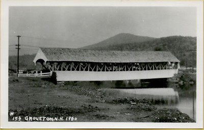 Exterior View Wood Covered Bridge Groveton NH RPPC Real Photo Postcard ...