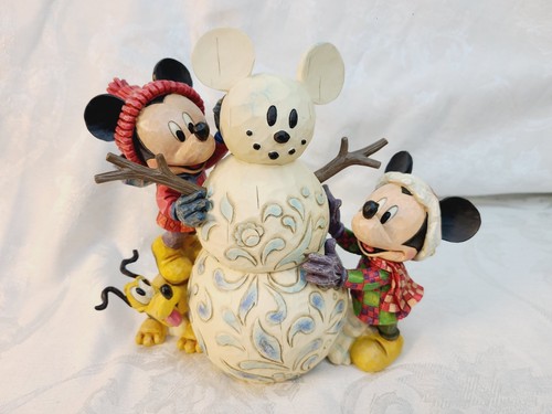 Jim Shore Disney Mikey Minnie Mouse Building Snowman Magic Comes In ...