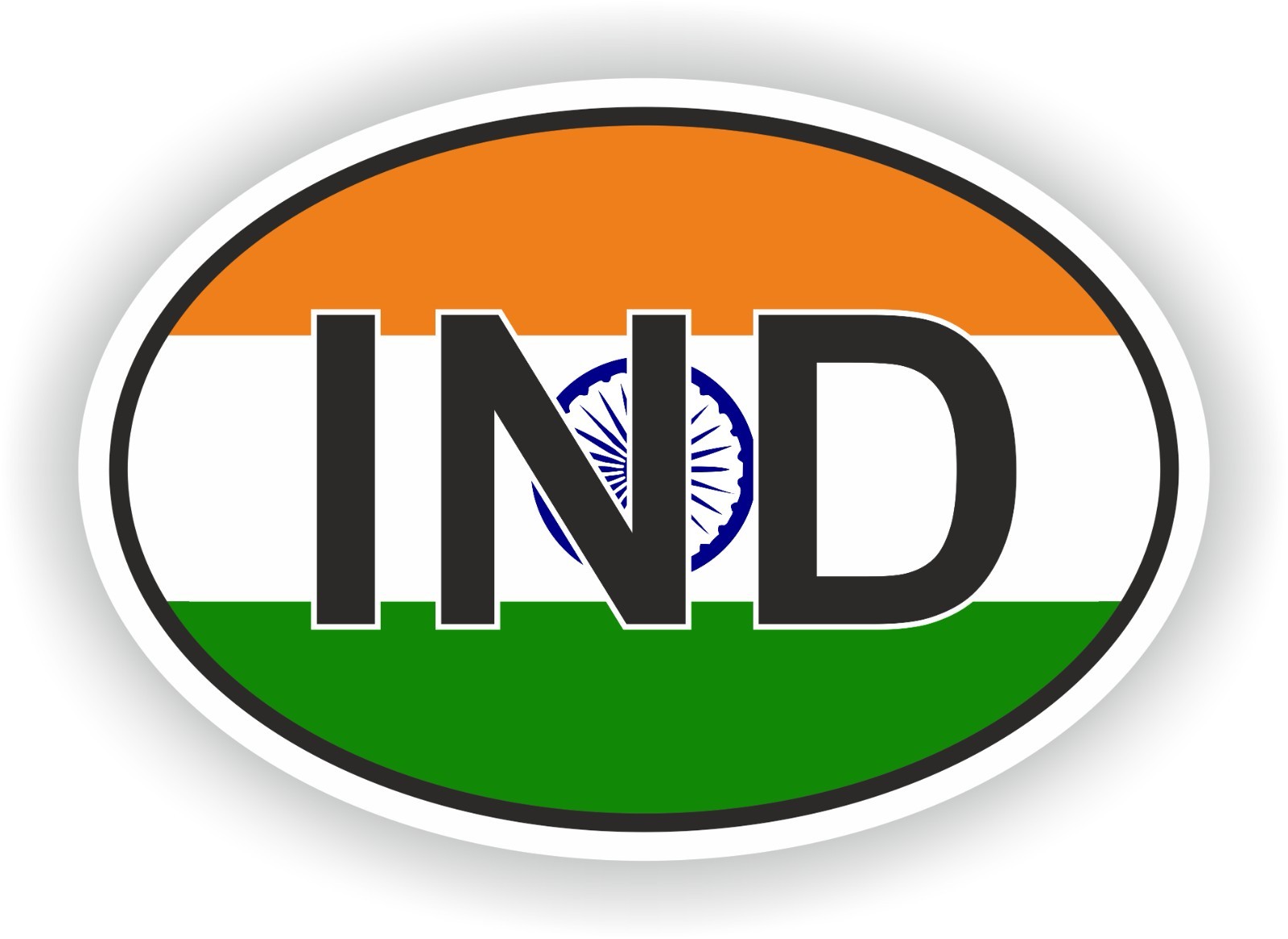 India Country Code Oval Flag Sticker / Vinyl Waterproof Decals Graphics ...