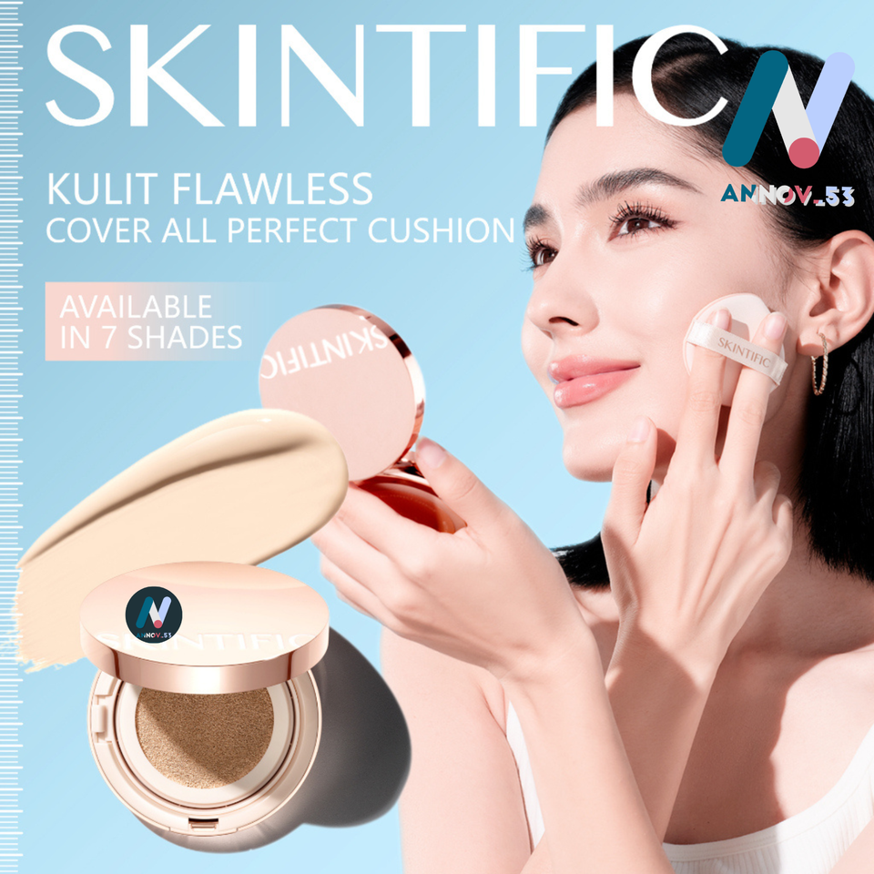 SET 2: SKINTIFIC Full Coverage Perfect Cushion 02 IVORY+ Refill SPF35 ...