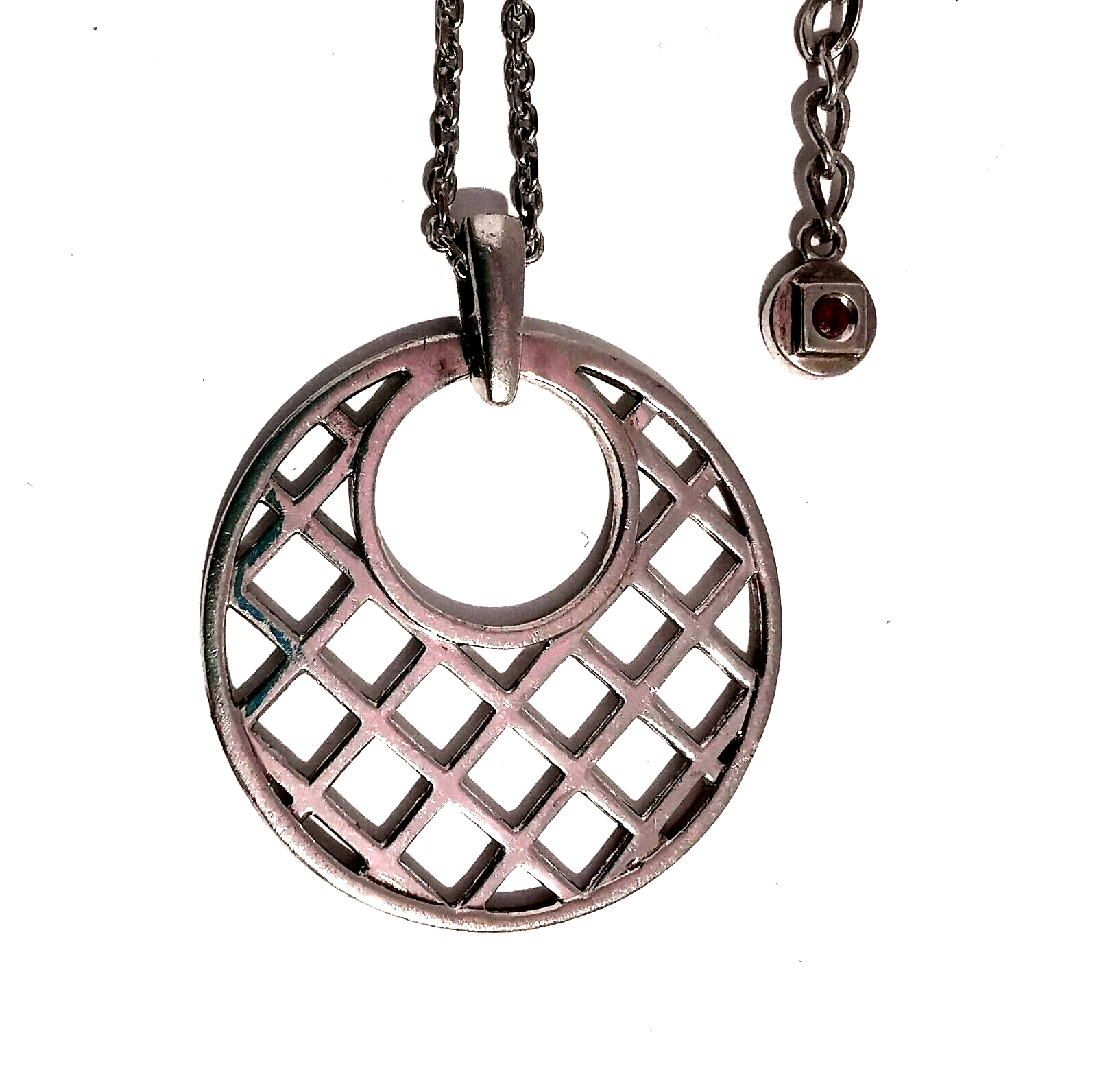 Elle Sterling Silver Necklace Pendant Chain 925 Ruby Designer Modernist ...