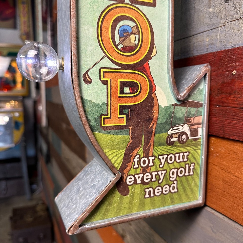 Golf Pro Shop LED Sign 25" Double Sided Marquee Vintage Retro Design | eBay