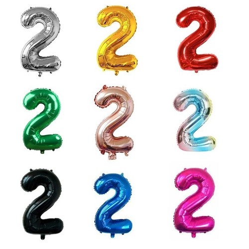 9-Color Number-2 Aluminium Foil Balloon Birthday Party Supplies ...