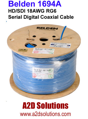 Belden 1694A - 1,000 feet - HD/SDI 18AWG RG6 HD Digital Coaxial Cable ...