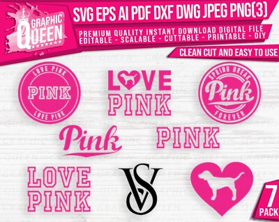 Love Pink BUNDLE logo digital file SVG Victoria Secret printable ...