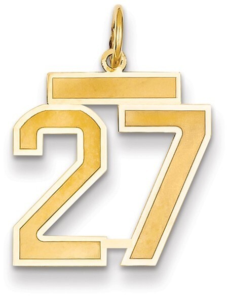 14K Yellow Gold Medium Satin Number 27 Charm | eBay