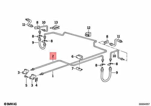 Genuine BMW E32 E85 Roadster Sedan Front ABS Brake Pipe OEM 34326755681 ...