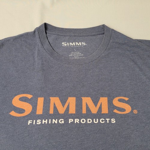 Simms Fishing Products Tee T-Shirt Men Large Navy Blue Short Sleeve ...