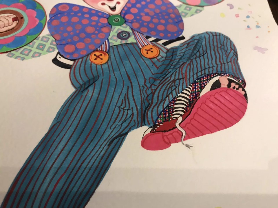 2003 Original “Oopsie The Clown and Lil Tizzy” WATERCOLOR painting ...