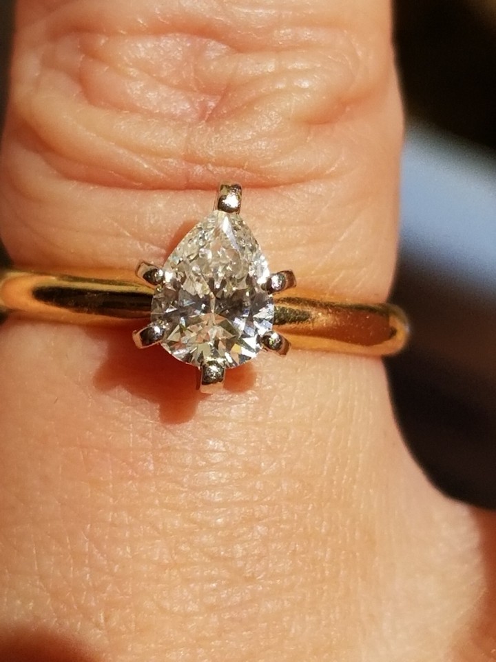 Beautiful Quality Natural Pear Diamond Solitaire Engagement 14k ring | eBay