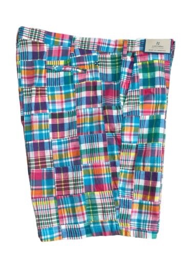 NEW Castaway Nantucket Island CISCO SHORT 42 Hingham Patch Madras Plaid ...