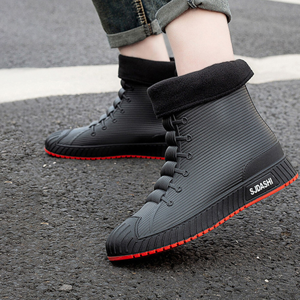 MY# Fur- Lined Rain Boots Comfort Non-slip Fishing Shoes for Yard Farm ...