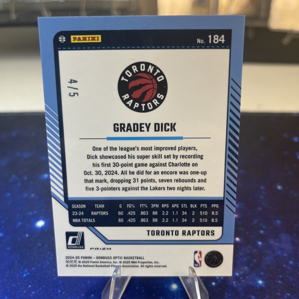 2024 Donruss Optic Green Glitter Grady Dick 4/5 Toronto Raptors SSP | eBay