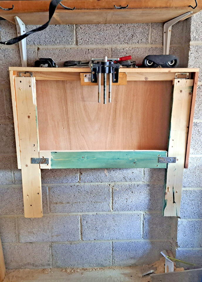 Fold Away/Up Workbench Wall Mountable Metal/Woodworking/Space Saver ...