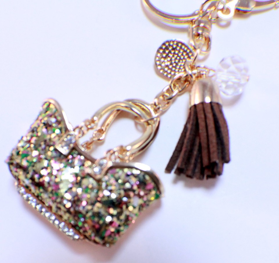 Rhinestone Bling Key Chain Fob Phone Purse Charm Glitter Handbag | eBay