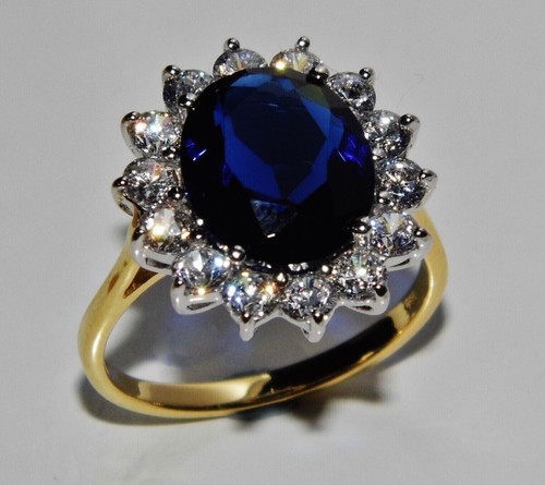 4.42Ct Oval Natural Blue Sapphire Diamond Engagement Ring 18K Yellow Gold 7.5 8 | eBay