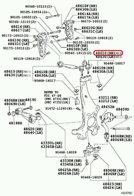 48660-59016 Toyota Arm Front Suspension Lower No.2 RH 4866059016 ...