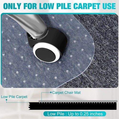 Office Chair Mat for Carpet, 48'' x 60'' Clear Floor Mat for Low and No ...