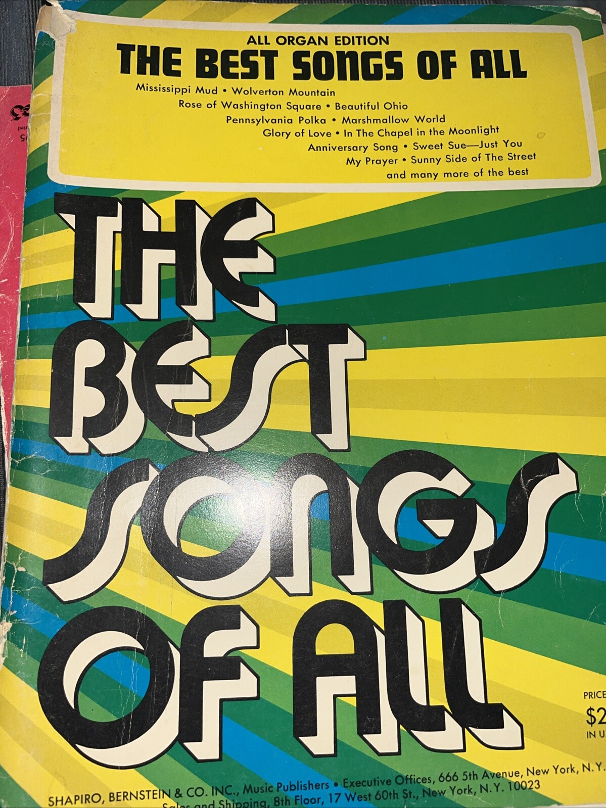 The Best Songs Of All Organ Edition Song Book Sheet Music Book Mark ...