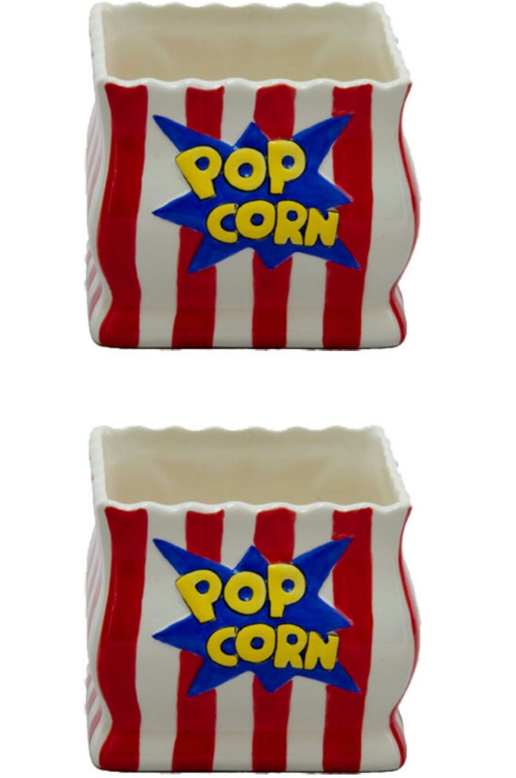 Novelty Ceramic Square Popcorn Bowl / Basket / Containers 2 ct | eBay