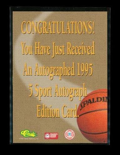 Vintage 1995 CLASSIC 5 SPORT AUTOGRAPH Basketball Card SHERELL FORD ...