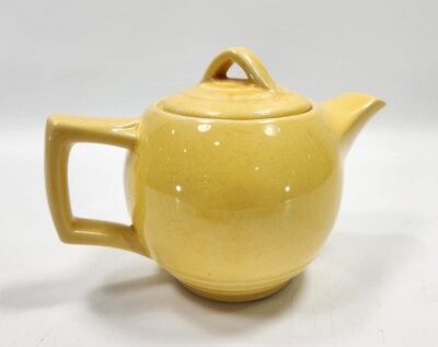 Vintage McCoy Pottery Deco Bright Yellow Single Serve Teapot / MADE IN ...