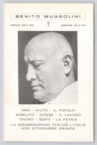 Italian Fascist Benito Mussolini Vintage Death Card 1st Anniversary ...