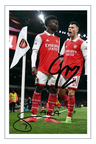 SAKA & MARTINELLI Signed Autograph 6x4 PHOTO Gift Signature Print ...