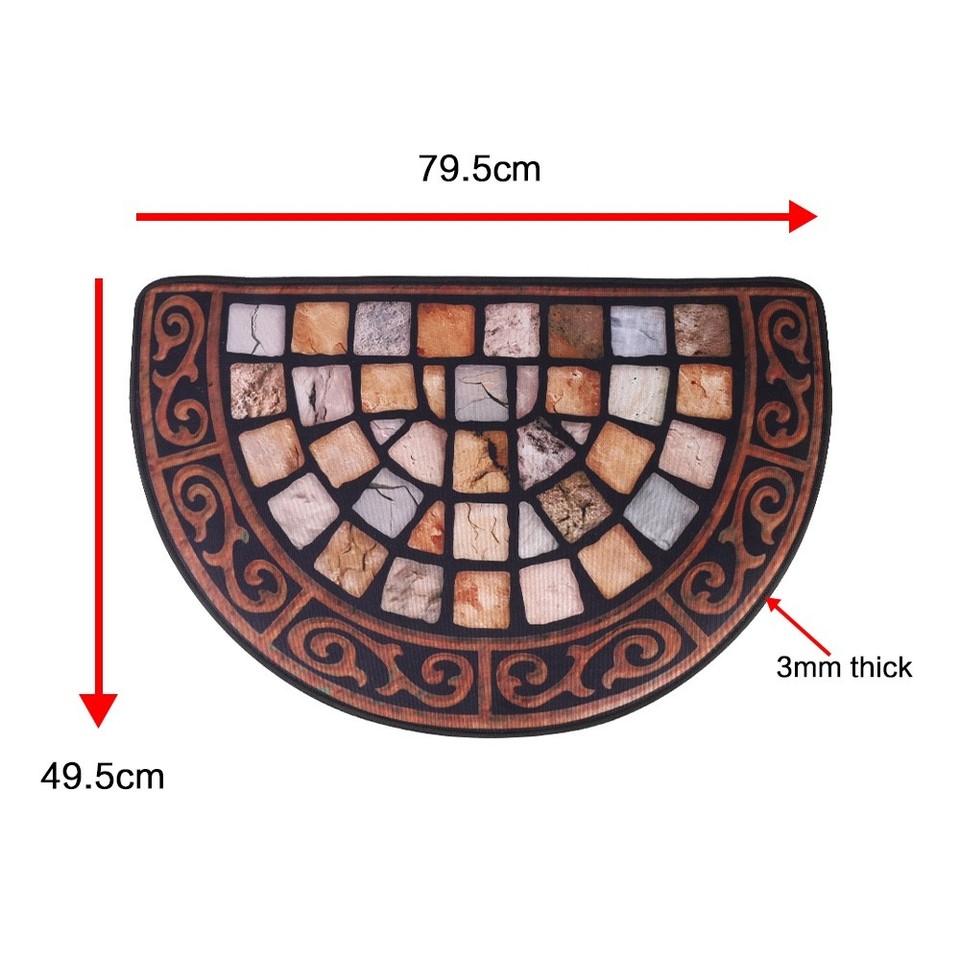 Outdoor Door Mat Slate Effect Half Moon Heavy Duty Anti-slip Rubber ...