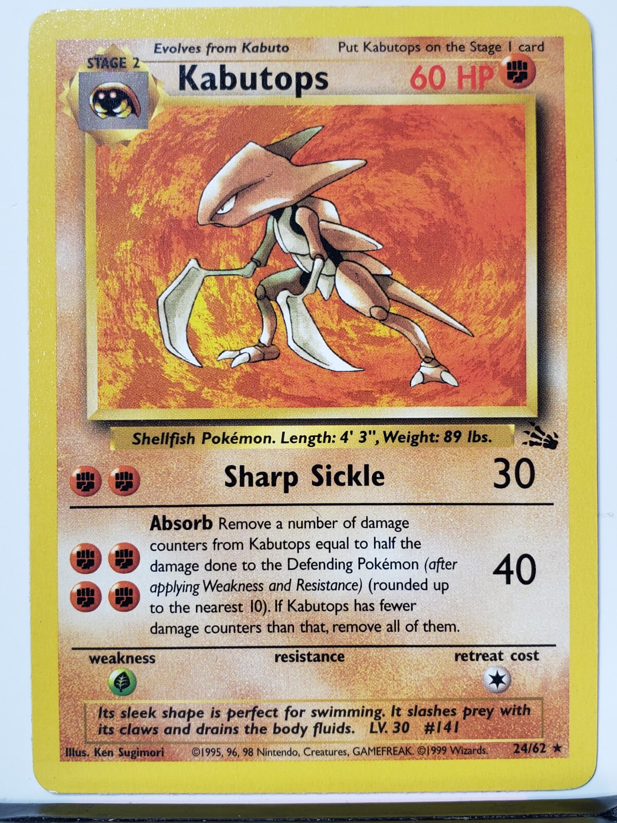 Kabutops 24/62 - VLP / NM - RARE 1999 Fossil Pokemon Card - $2 Combined ...