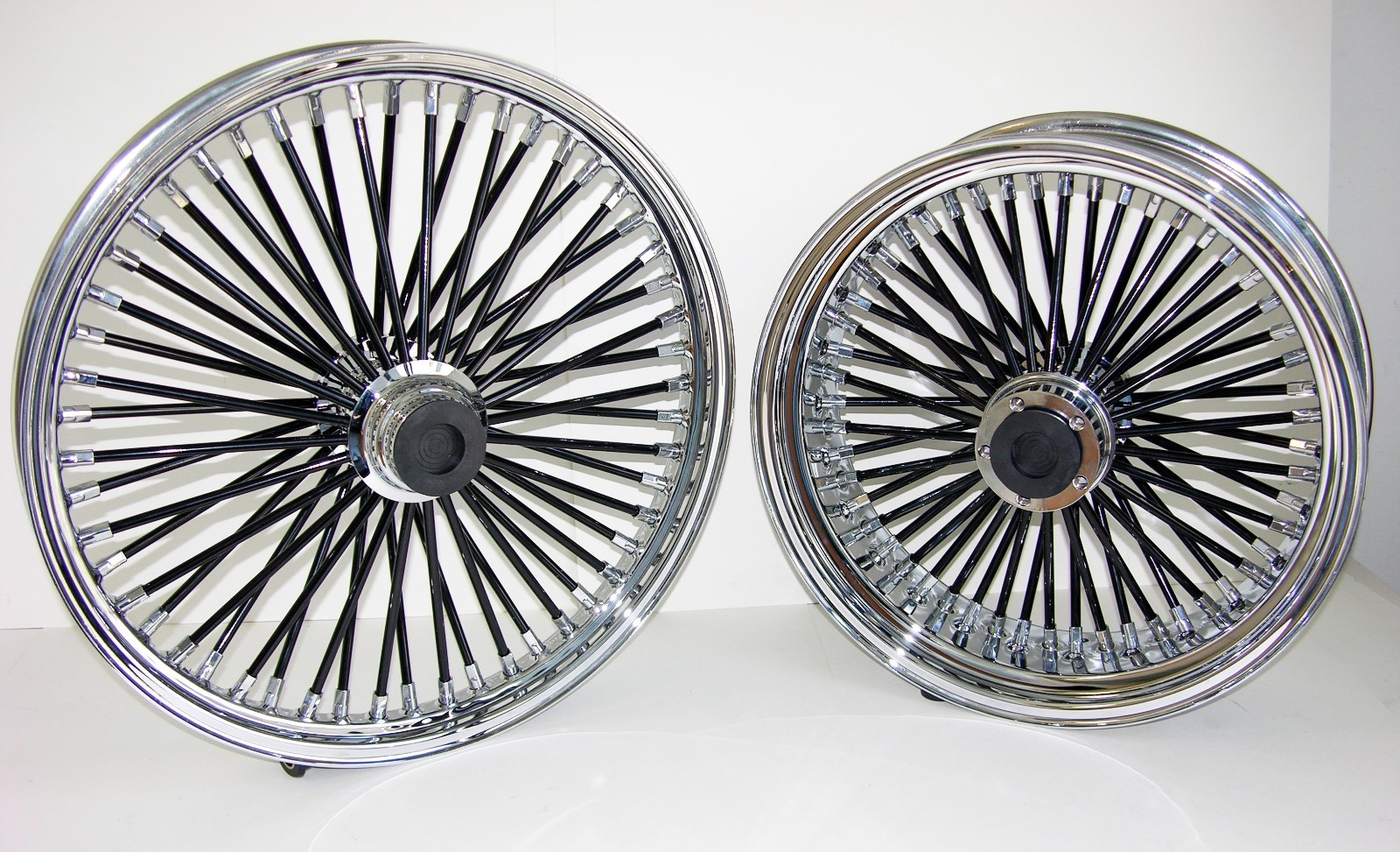 DNA MAMMOTH FAT 52 BLACK SPOKE WHEELS HARLEY 21x3.5 / 18x5.5 TOURING ...