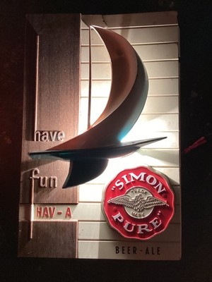 Vintage 'Simon Pure' Beer Ale Plastic Lighted Sign Sailboat HTF | eBay